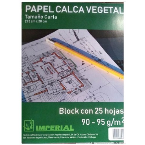 BLOCK CALCA VEGETAL IMPERIAL 90/95 GRS.CARTA C/25 HOJAS [C10]