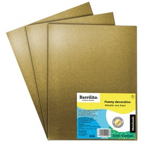 FOAMY DECORATIVO CARTA METALIZADO DORADO C/5 [E24 C192]