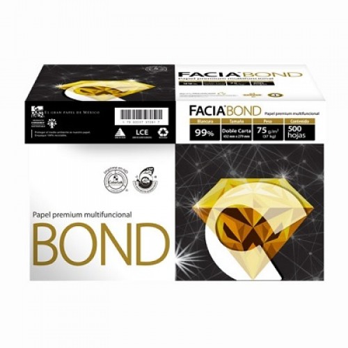 PAPEL FACIA BOND BLANCO DOBLE CARTA C/2500